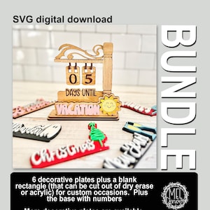 Countdown Bundle, 6 Decorative Plates for Interchangeable Count Down ...