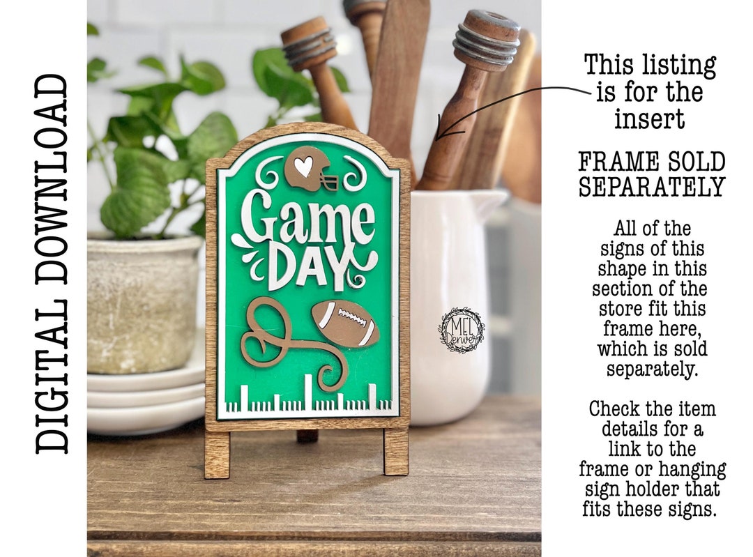 Game Day Football Sign Insert SVG DXF (digital Download ...