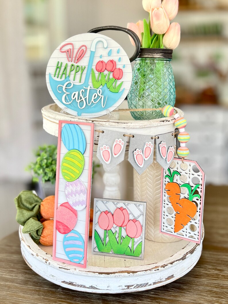 Happy Easter With Umbrella, Basket Texture Glowforge, Cricut ...
