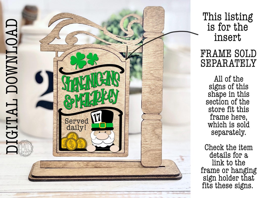 St Patrick's Day Sign Insert: Shenanigans & Malarkey SVG DXF (digital ...