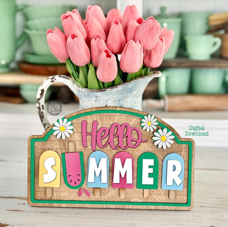 Hello Summer Popsicle Sign SVG Cut File: Laser/glowforge (digital ...