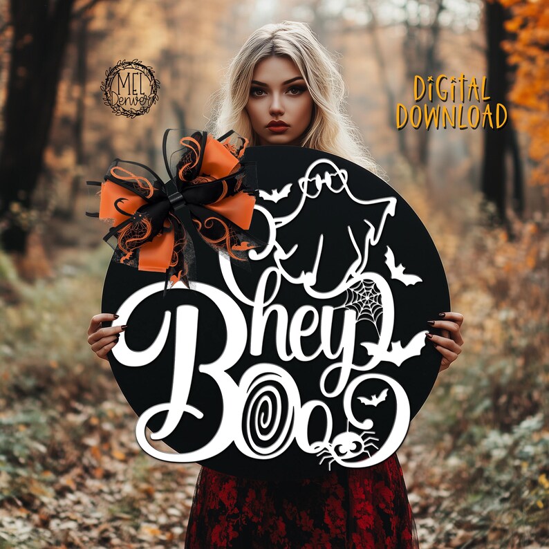 Hey Boo Halloween SVG: Fall Porch Sign, Laser Cut File (digital ...