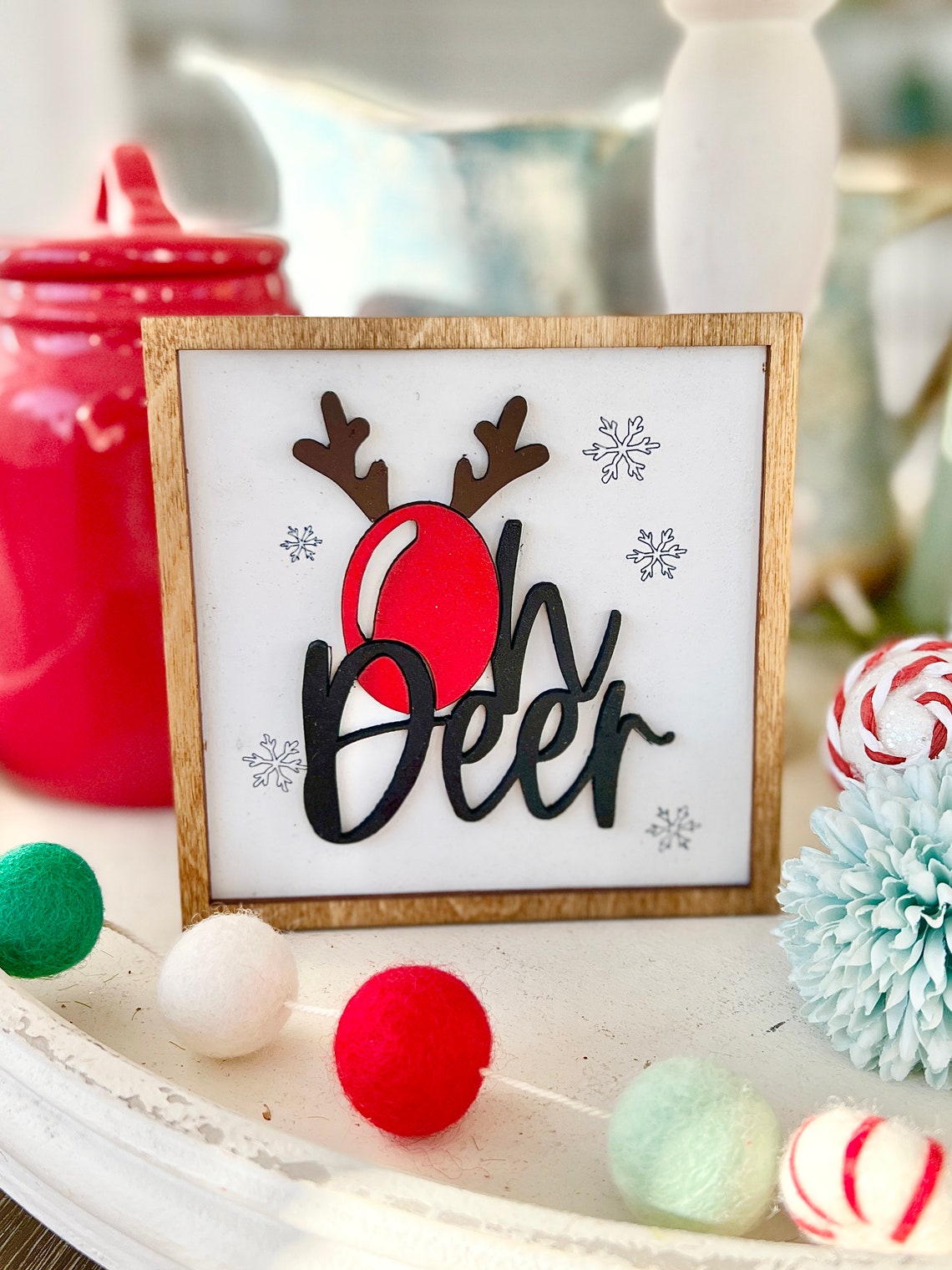 3D Laser Cut Christmas Oh Deer Reindeer Winter Tiered Tray - Etsy