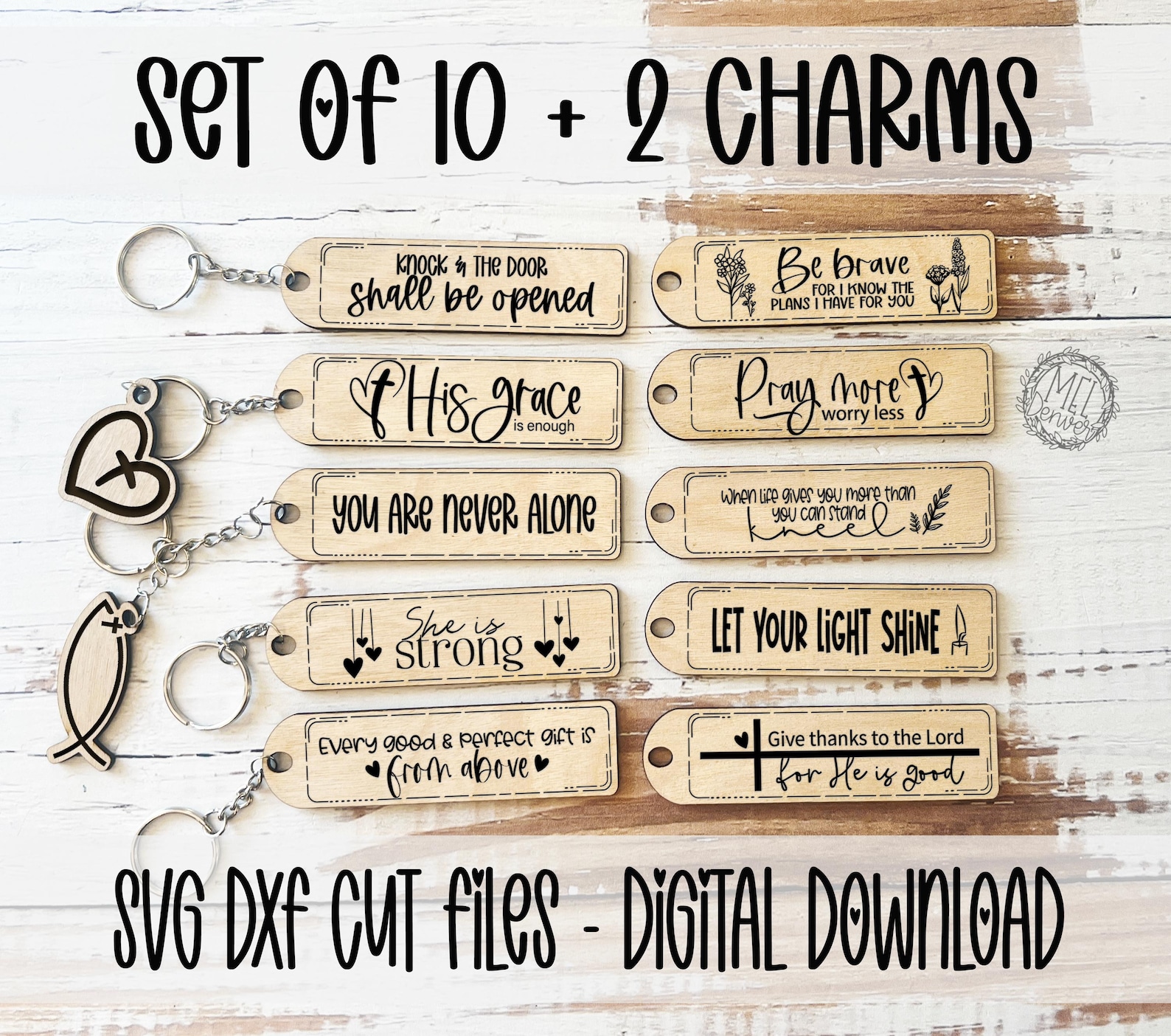 Faith Keychain Tag SVG Laser Cut File: Religious Charms (digital ...