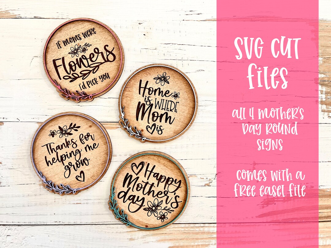 Mothers Day Cut Files 3D Wreath Round Signs for Laser Tiered Tray Sign ...