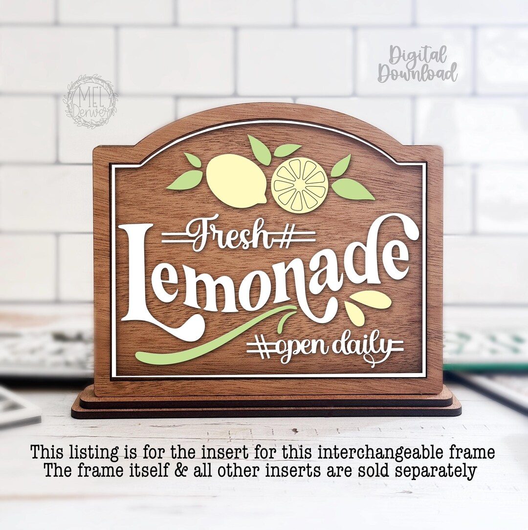 Fresh Lemonade Interchangeable Sign Insert: Lemon Kitchen Decor ...
