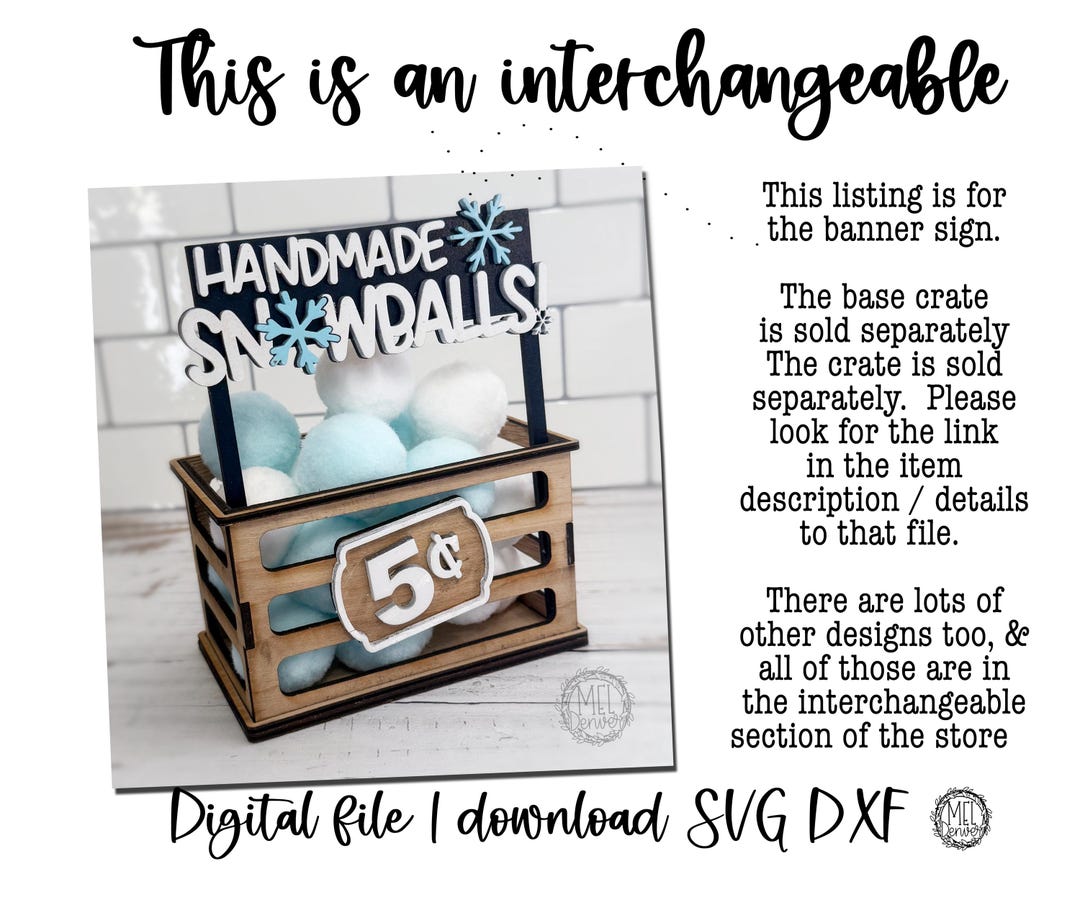 Handmade Snowballs Sign: Interchangeable Crate File (SVG DXF Digital ...