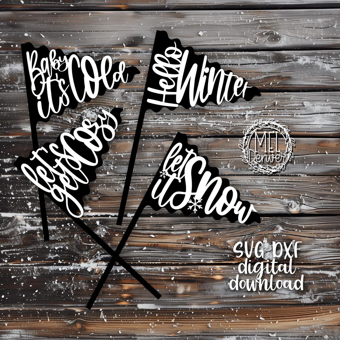 Winter Pennant Flags: Tiered Tray Decor SVG Laser Cut File (digital ...