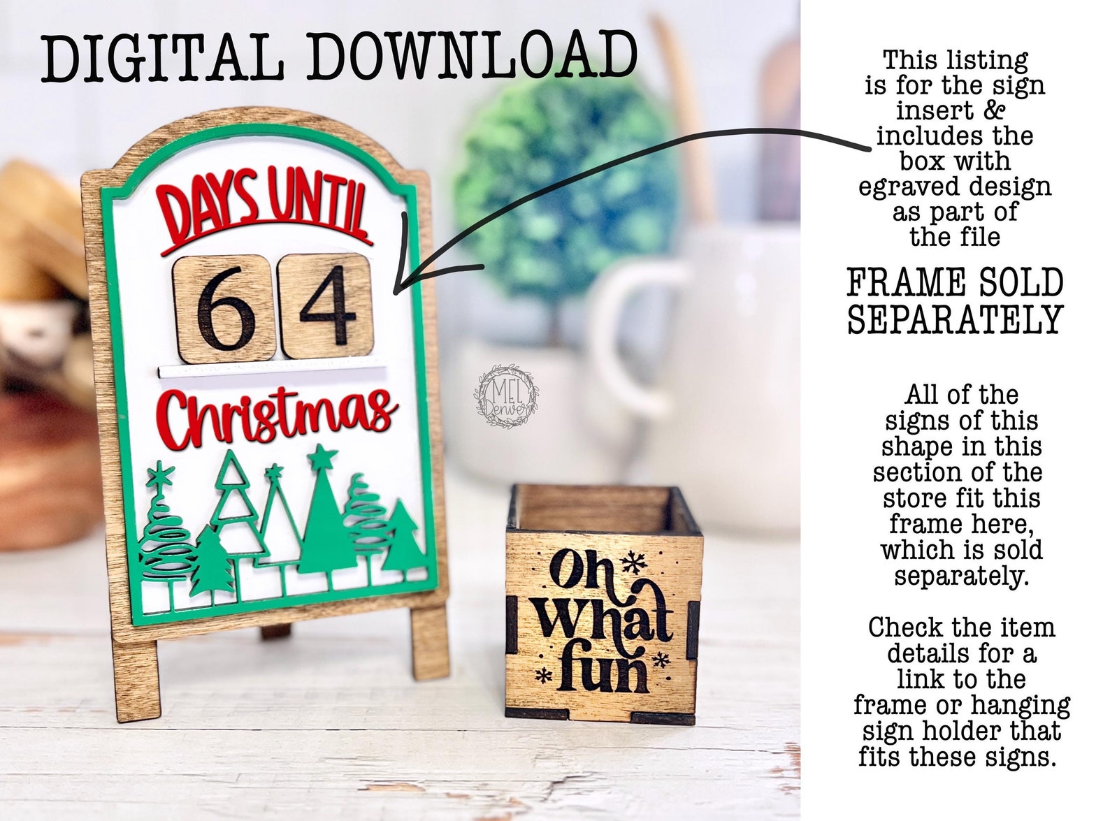 Christmas Countdown Sign Insert SVG DXF (digital Download ...