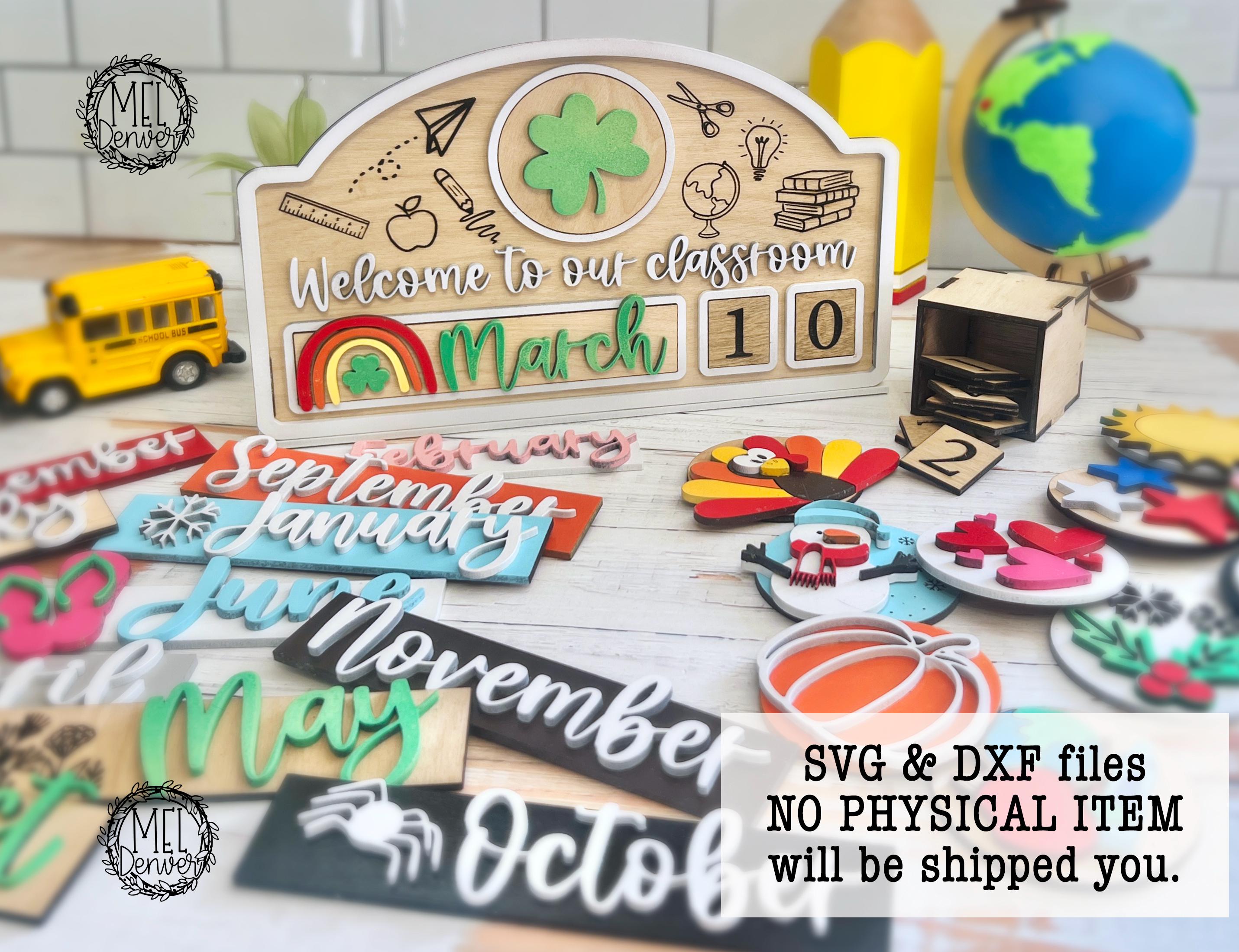 Classroom Calendar SVG DXF: Interchangeable Seasonal Laser Cut File ...