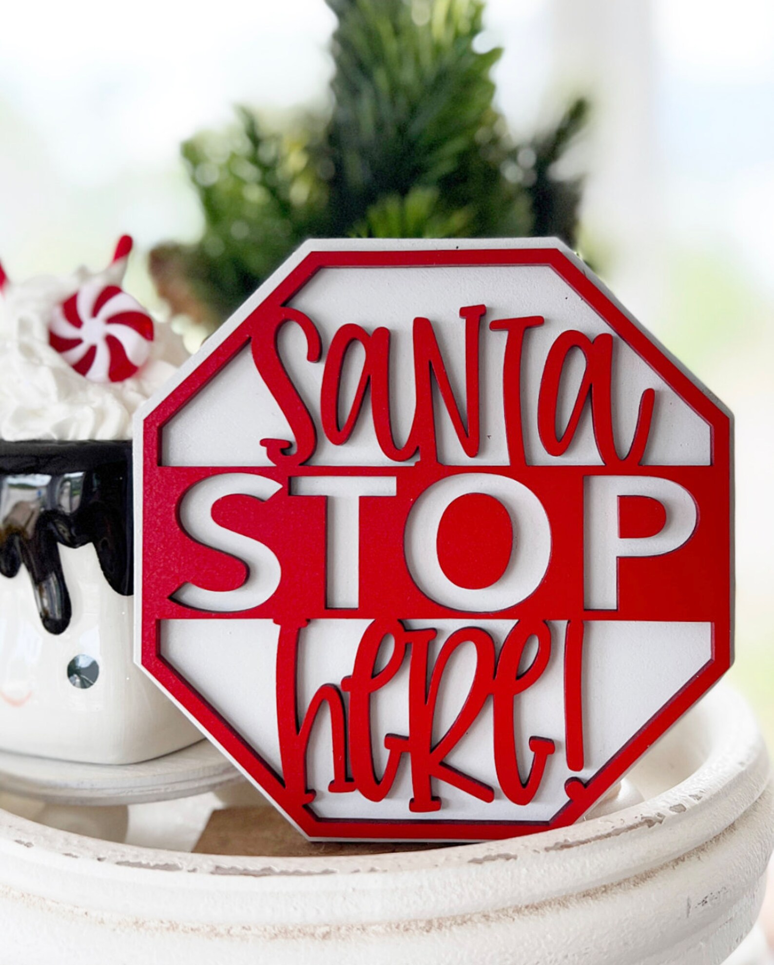 Holiday Tiered Tray Set Christmas / Santa / Decor Glowforge - Etsy