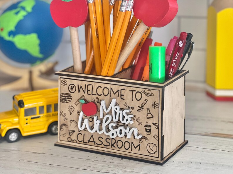 Interchangeable Teacher Pencil Box: Laser Cut Wood, Back to School (SVG ...
