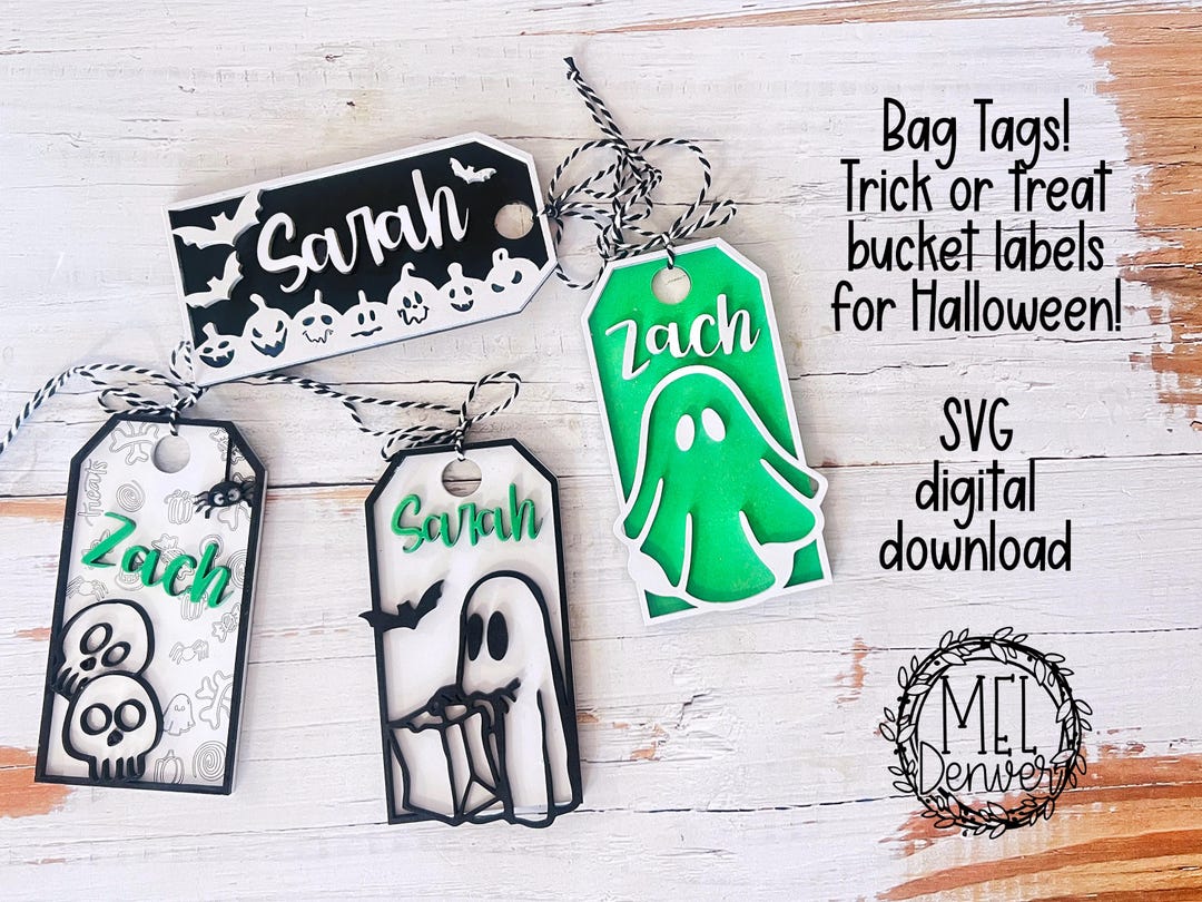 Personalized Halloween Trick or Treat Tags: Custom Name SVG DXF PNG ...