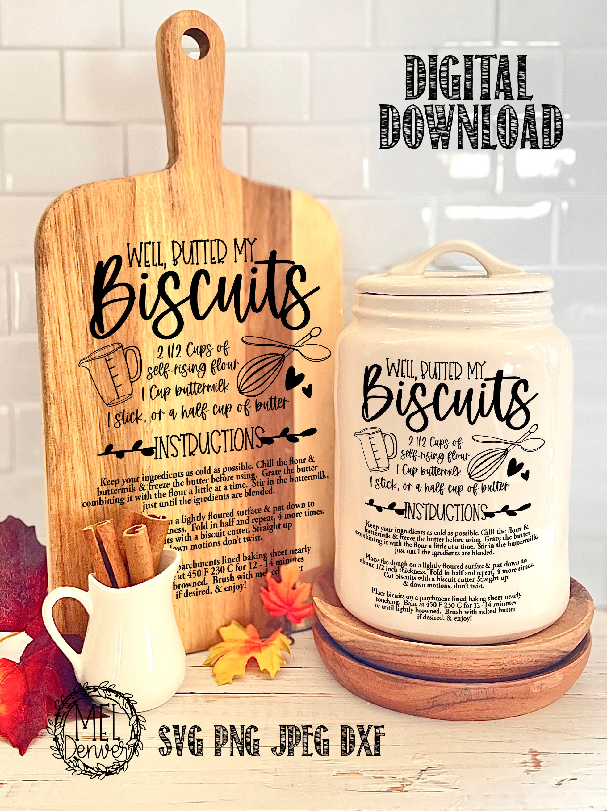 Biscuits Recipe Graphic for Canister / Cutting Board / Engraving ...
