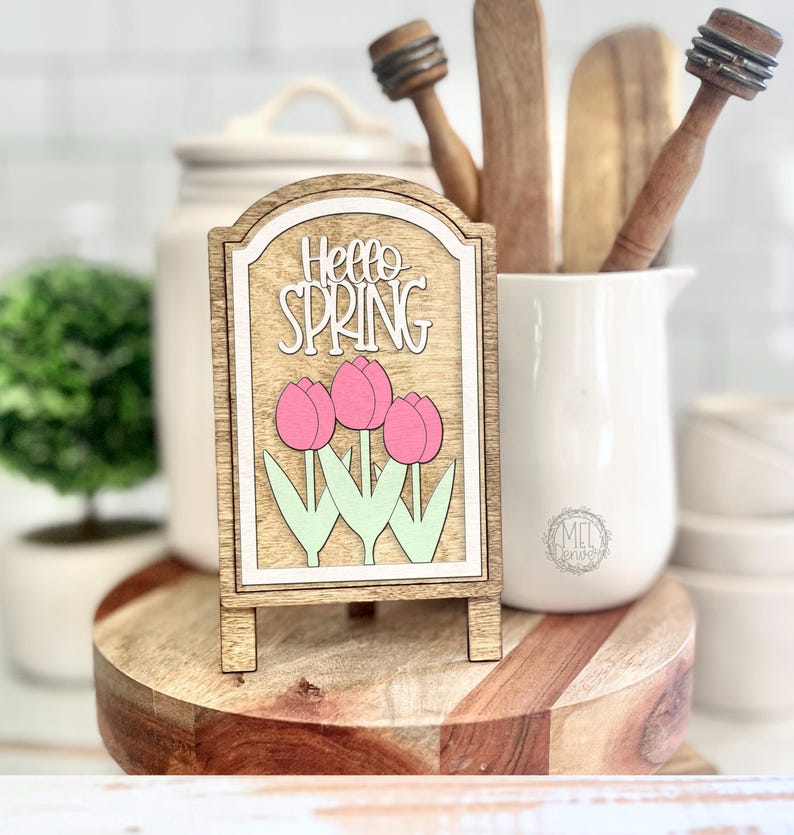 Tulip Spring Sign Design: Coffee Bar Tiered Tray Decor (digital ...