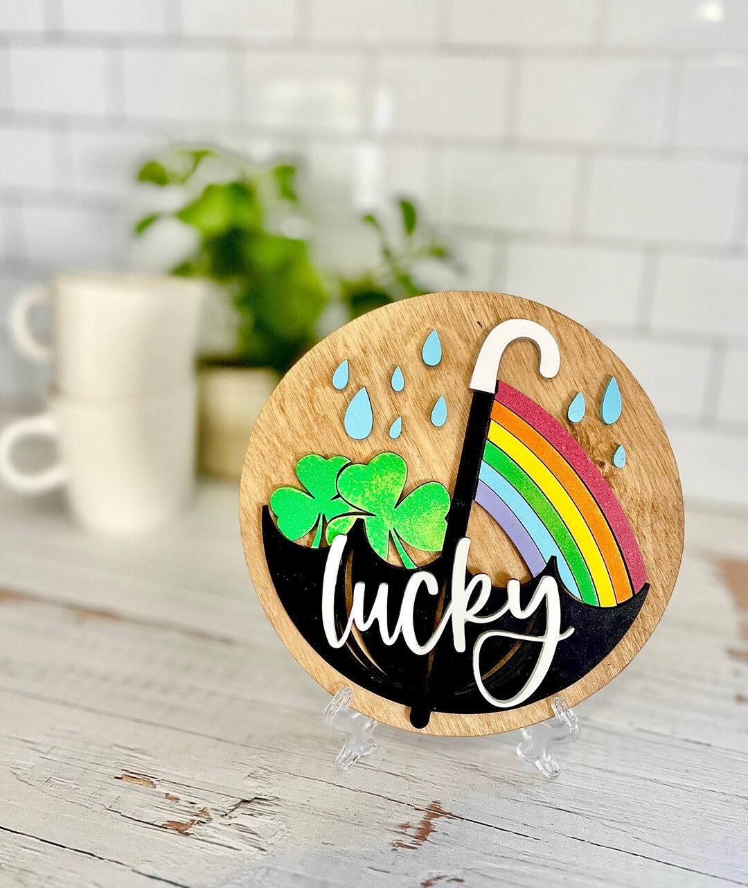 Lucky Round Sign Door Hanger Tiered Tray Decor for Saint Patricks Day ...