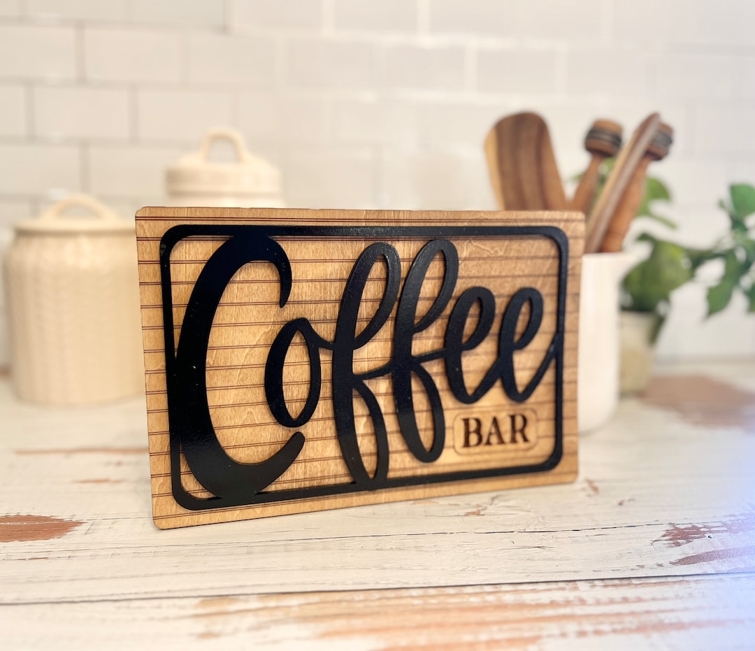 Coffee Bar Digital File for Laser With Shiplap Texture Background ...
