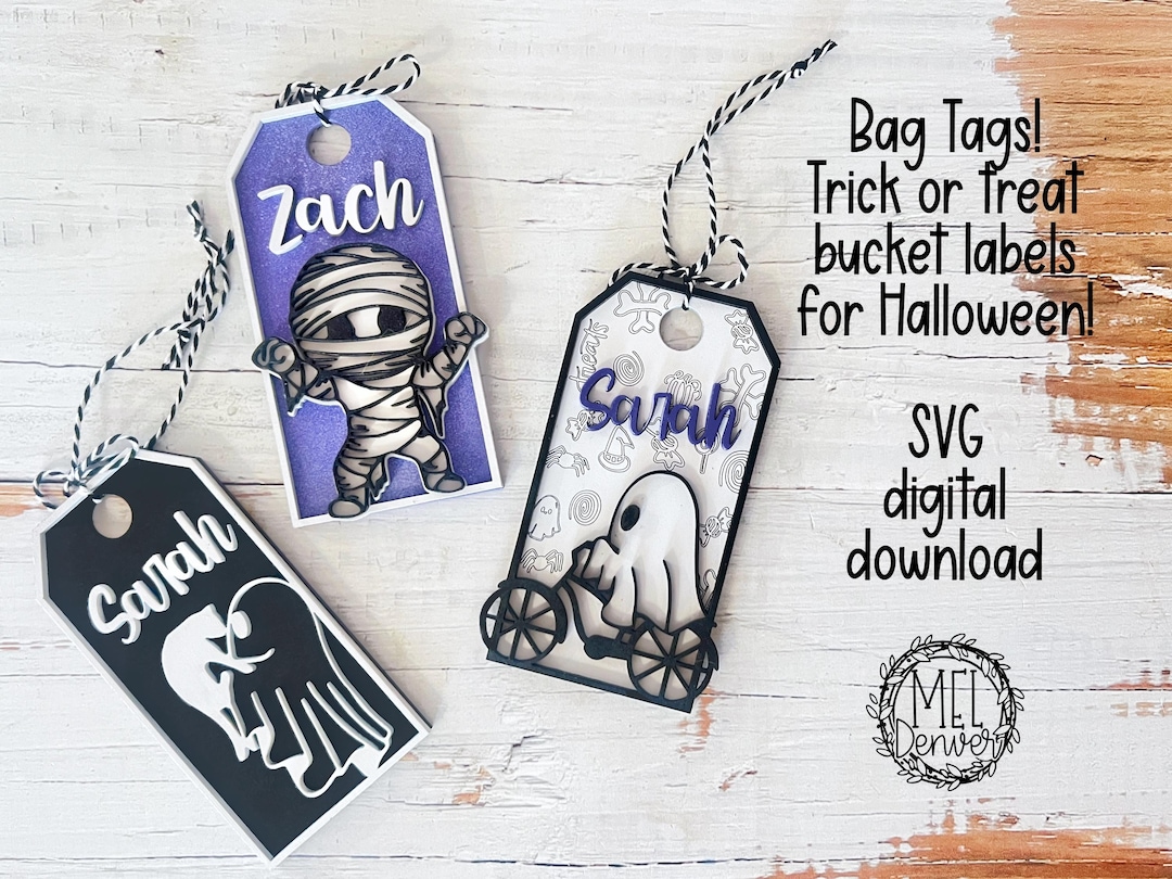 Personalized Halloween Trick or Treat Tags: SVG DXF PNG Files - Etsy