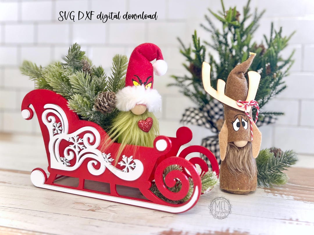Sled Santa's Sleigh, Christmas 3D / Holiday Decor, Cut Files for Laser ...