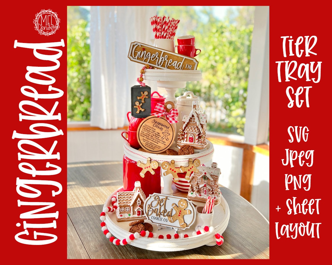 Gingerbread Cookies Holiday Tiered Tray Set Home Decor - Etsy