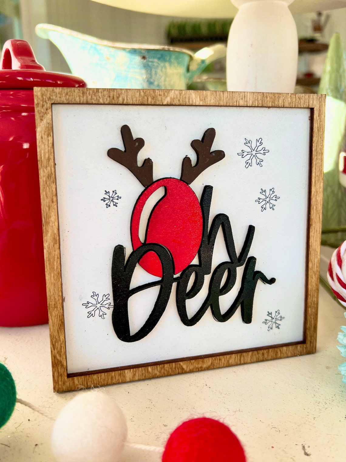 3D Laser Cut Christmas Oh Deer Reindeer Winter Tiered Tray - Etsy