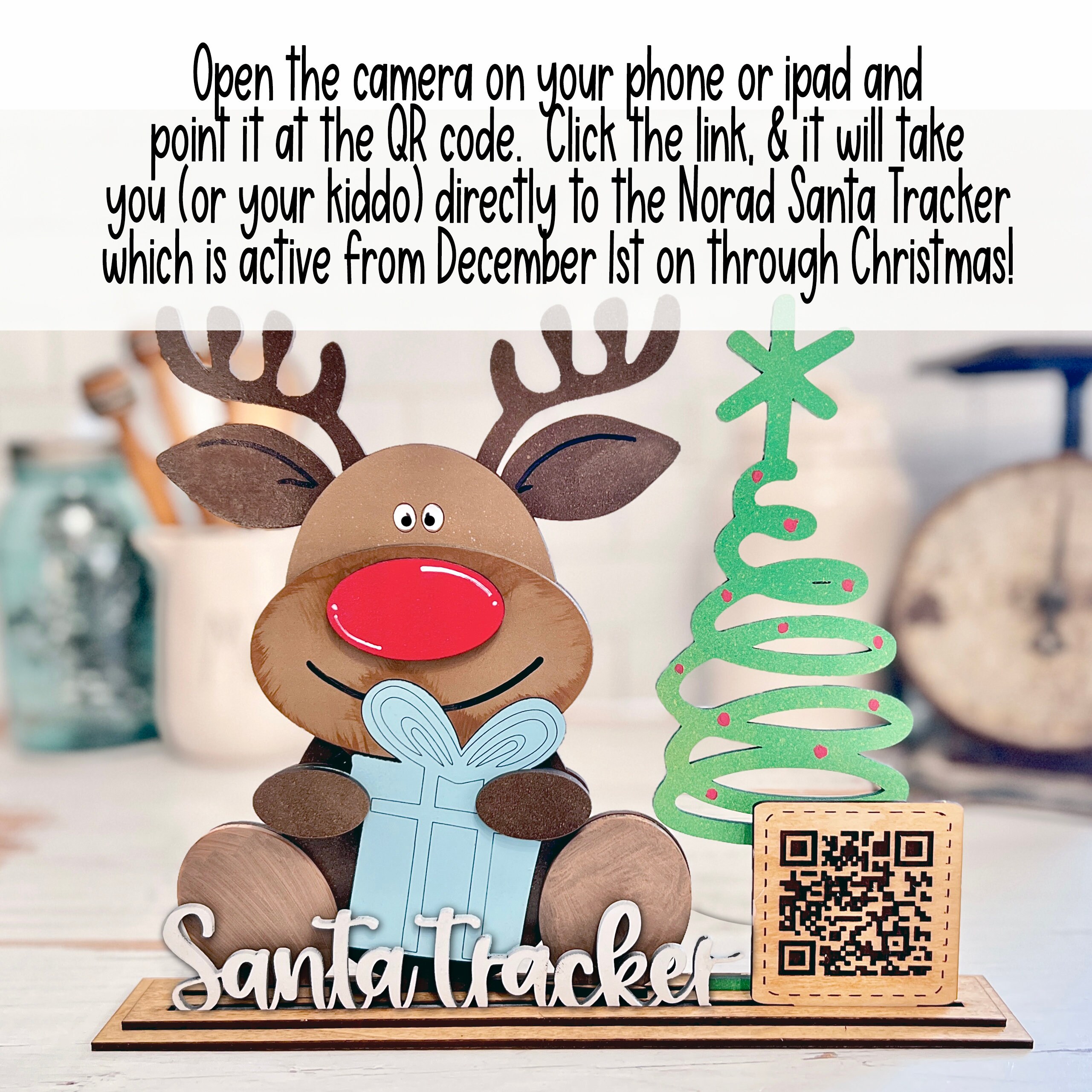 Christmas Santa Tracker QR-Code Shelf Sitter entzückendes Rentier - svg ...