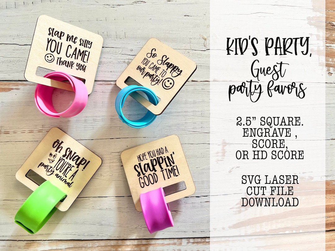Kids Party, Party Favors, Guest Gifts - Slap Bracelet Tag / Card ...