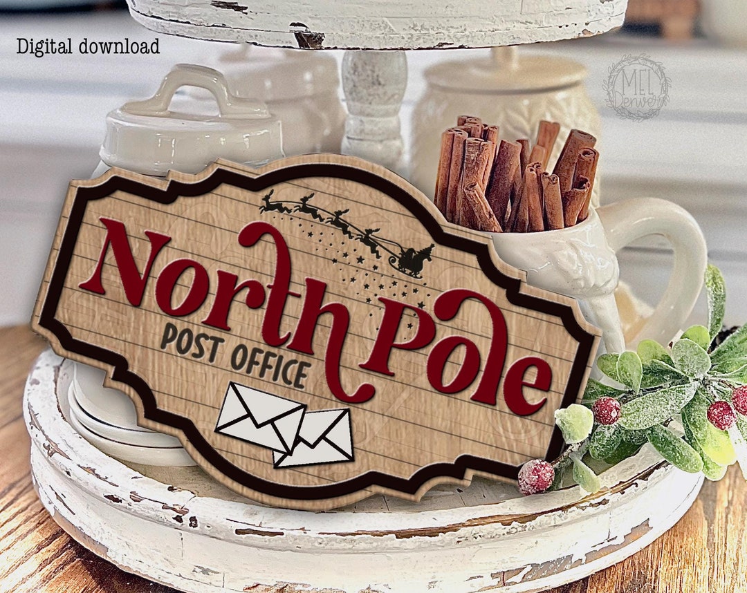 North Pole Post Office Sign: Laser Cut Christmas Decor (SVG DXF Digital ...
