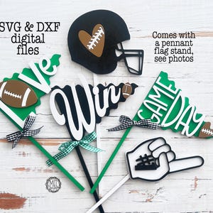 Football Fall Pennant Flags, Tiered Tray Decor, Game Day, Win ...