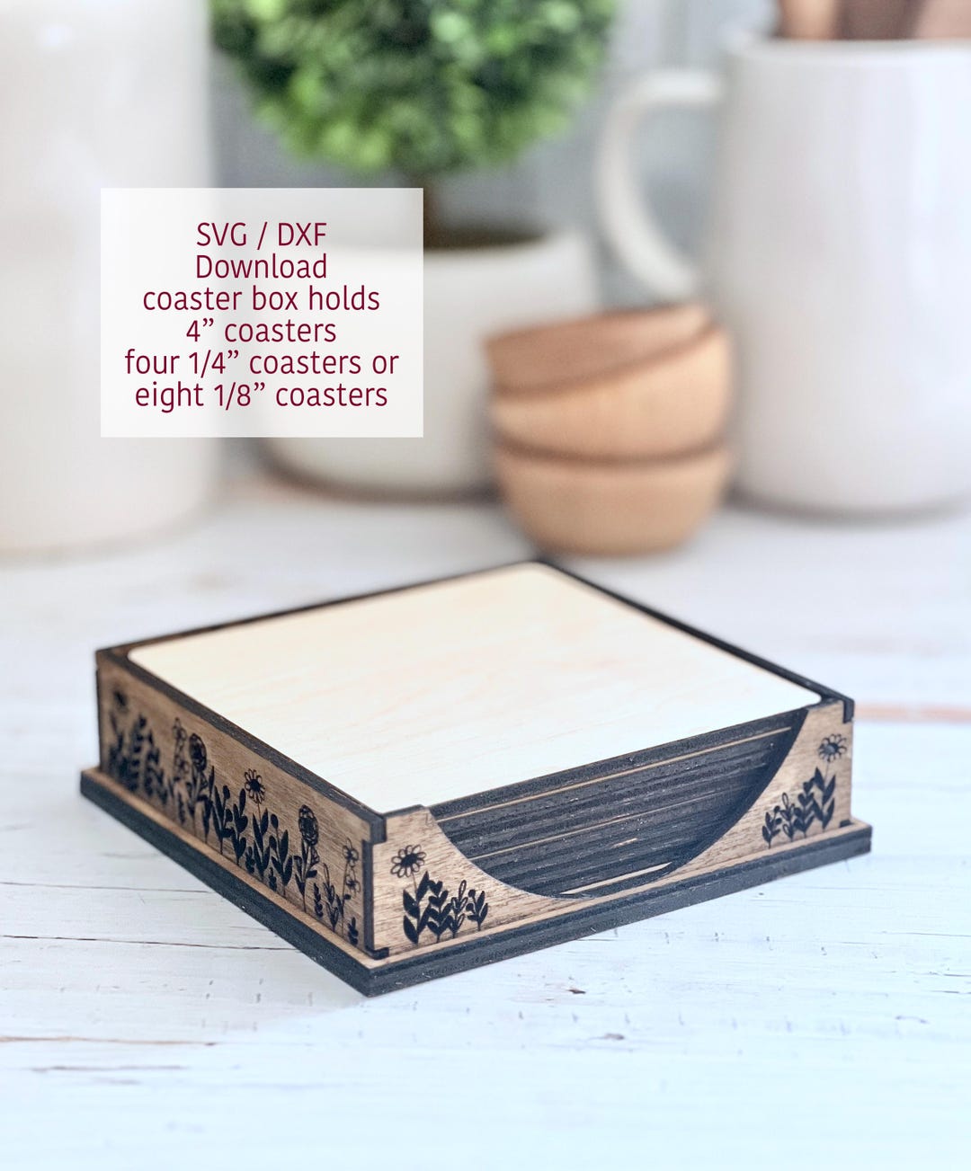 Coaster Box Designs / Four Inch Square Coasters / Monogram / 4 Coaster ...