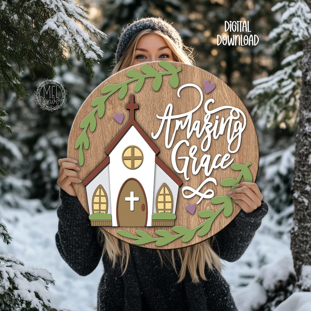 Amazing Grace With 3D Church Laser Cut File: Religious / Faith ...