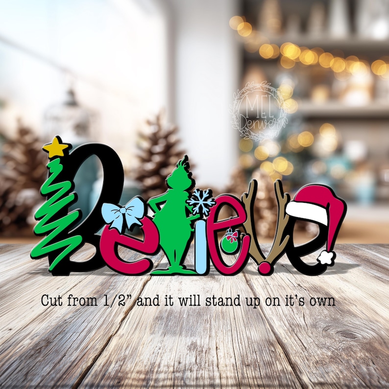 Christmas Believe Wood Sign SVG: Laser Cut File, Cricut, Glowforge ...