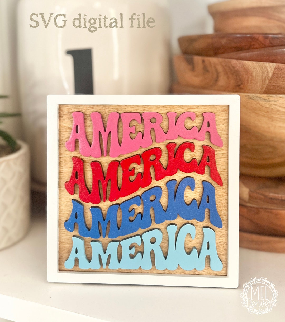 America Bubble Letters Retro 70s 4th of July Independence Day Memorial ...
