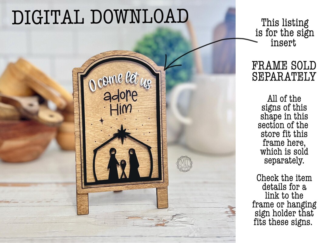 O Come Let Us Adore Him Sign Insert SVG DXF (digital Download ...