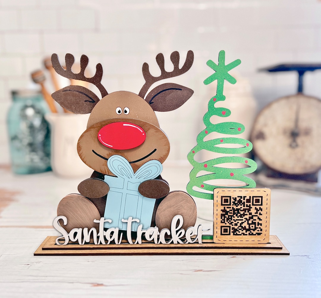 Christmas Santa Tracker QR Code Shelf Sitter Adorable Reindeer - Svg ...