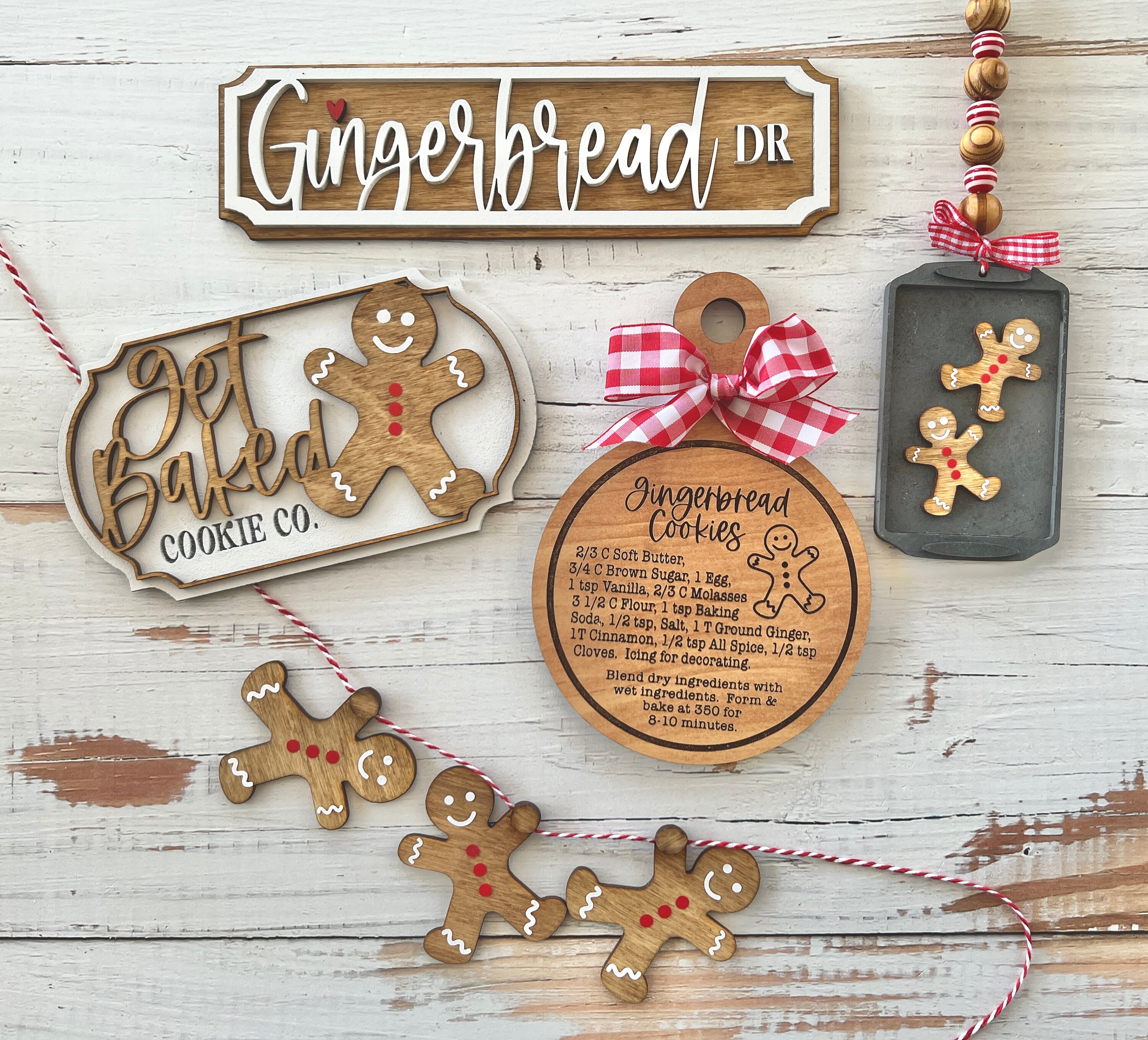 Gingerbread Cookies Holiday Tiered Tray Set Home Decor - Etsy