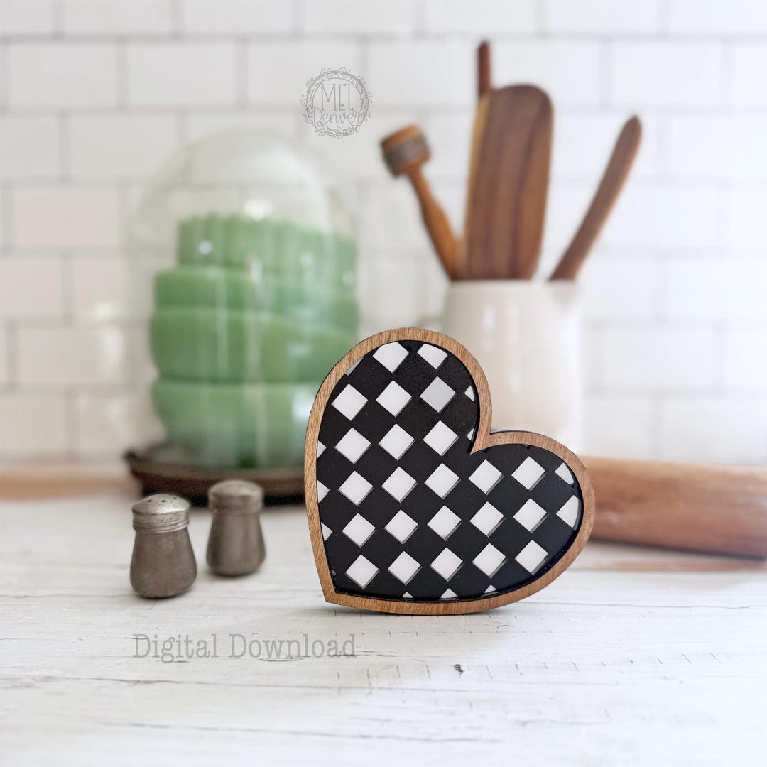 Checker Heart Laser Cut File: Harlequin Tiered Tray Decor (digital ...