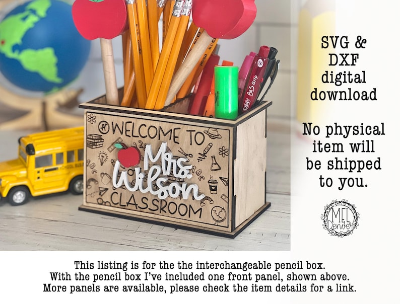 Interchangeable Teacher Pencil Box: Laser Cut Wood, Back to School (SVG ...