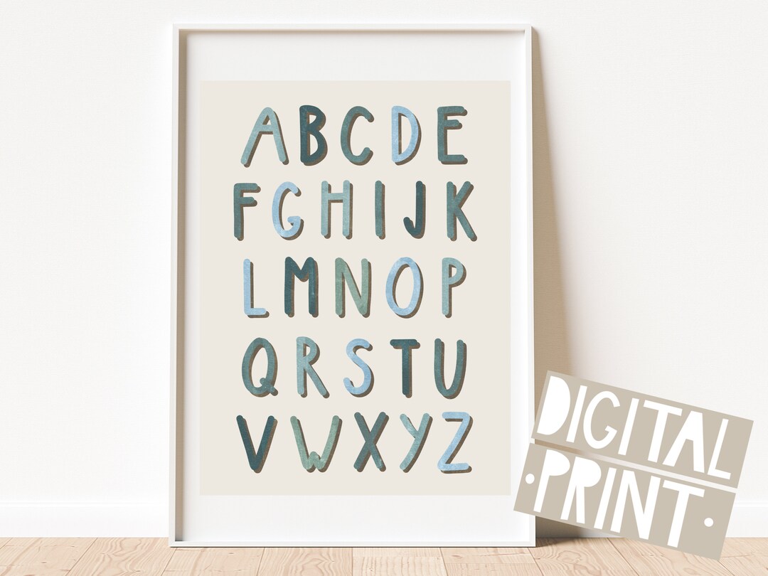 Blue ABC Poster for Play Room/nursery digital Instant Download PNG ...