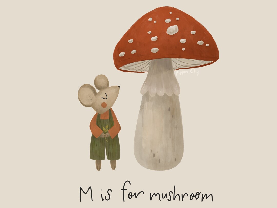 Digital M is for Mushroom Mouse Print Instant Download PNG Printable ...