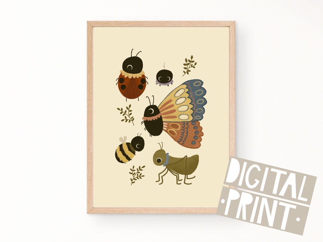 Bug Print Kids Insect Playroom Art Instant Download PNG Printable Wall ...
