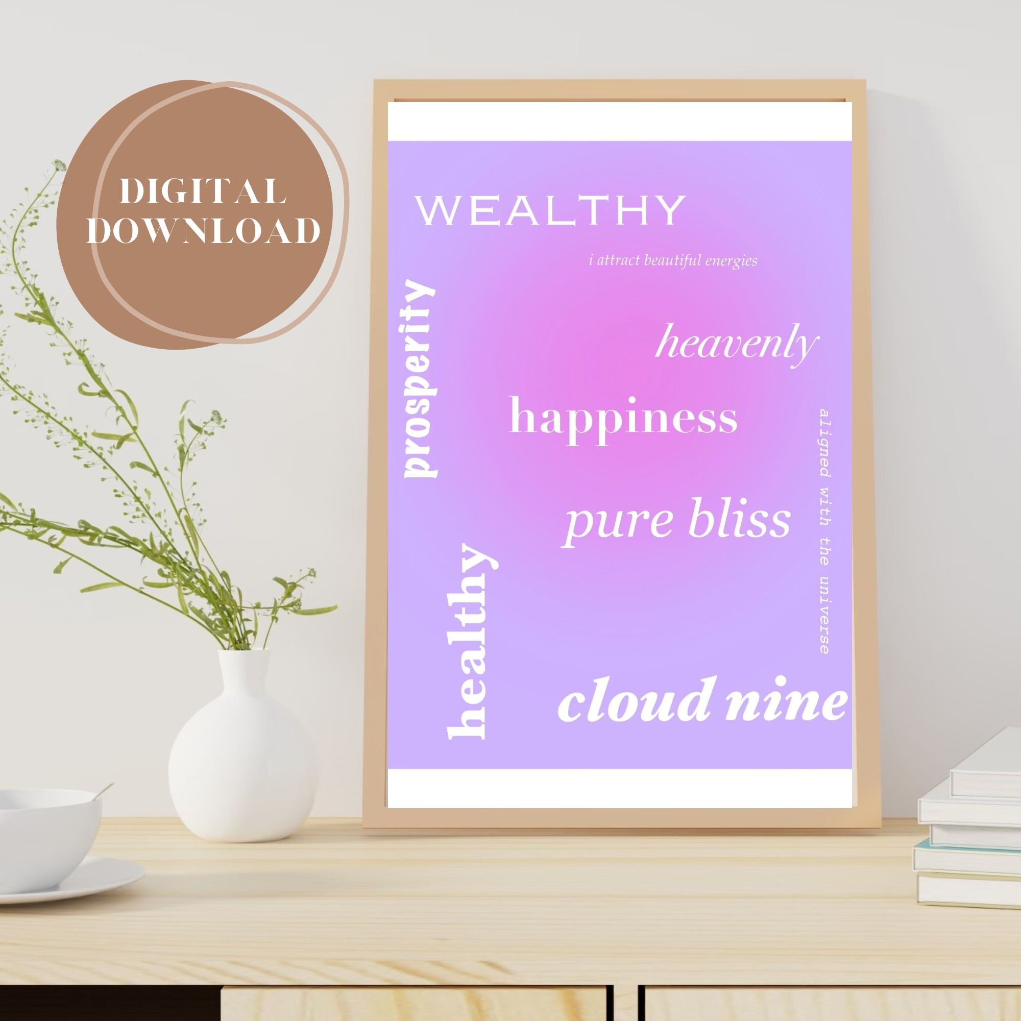 Manifest Positive Affirmations Printable Wall Art | Colorful Printable ...
