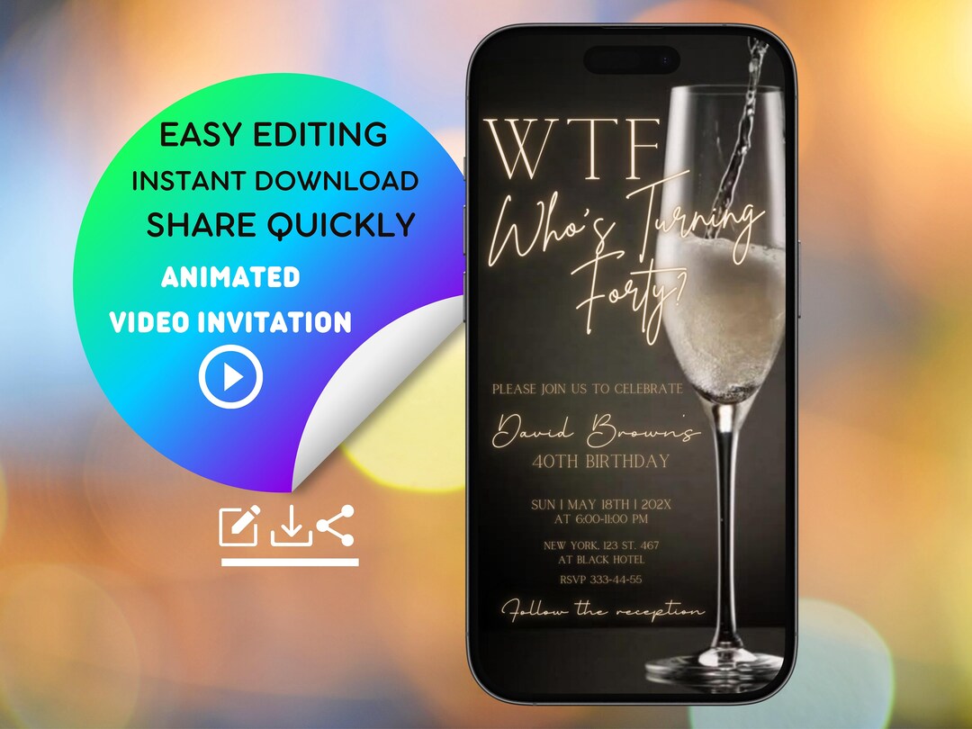 WTF 40th, 50th, 60th Birthday Invitation | Men's & Women's Party ...