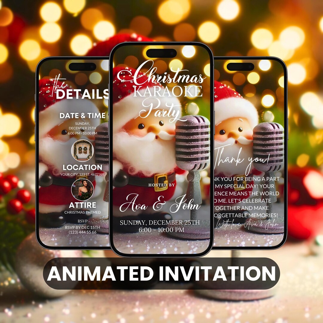 Christmas Karaoke Invitation Holiday Party Karaoke Night Xmas ...
