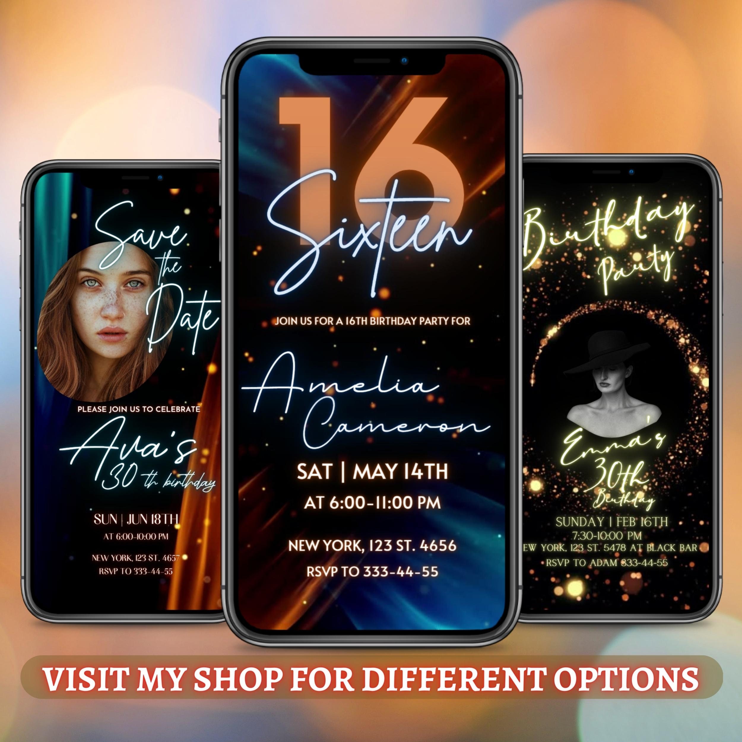 Glittery Sweet 16 Digital Invitation With Photo Perfect Teenage ...