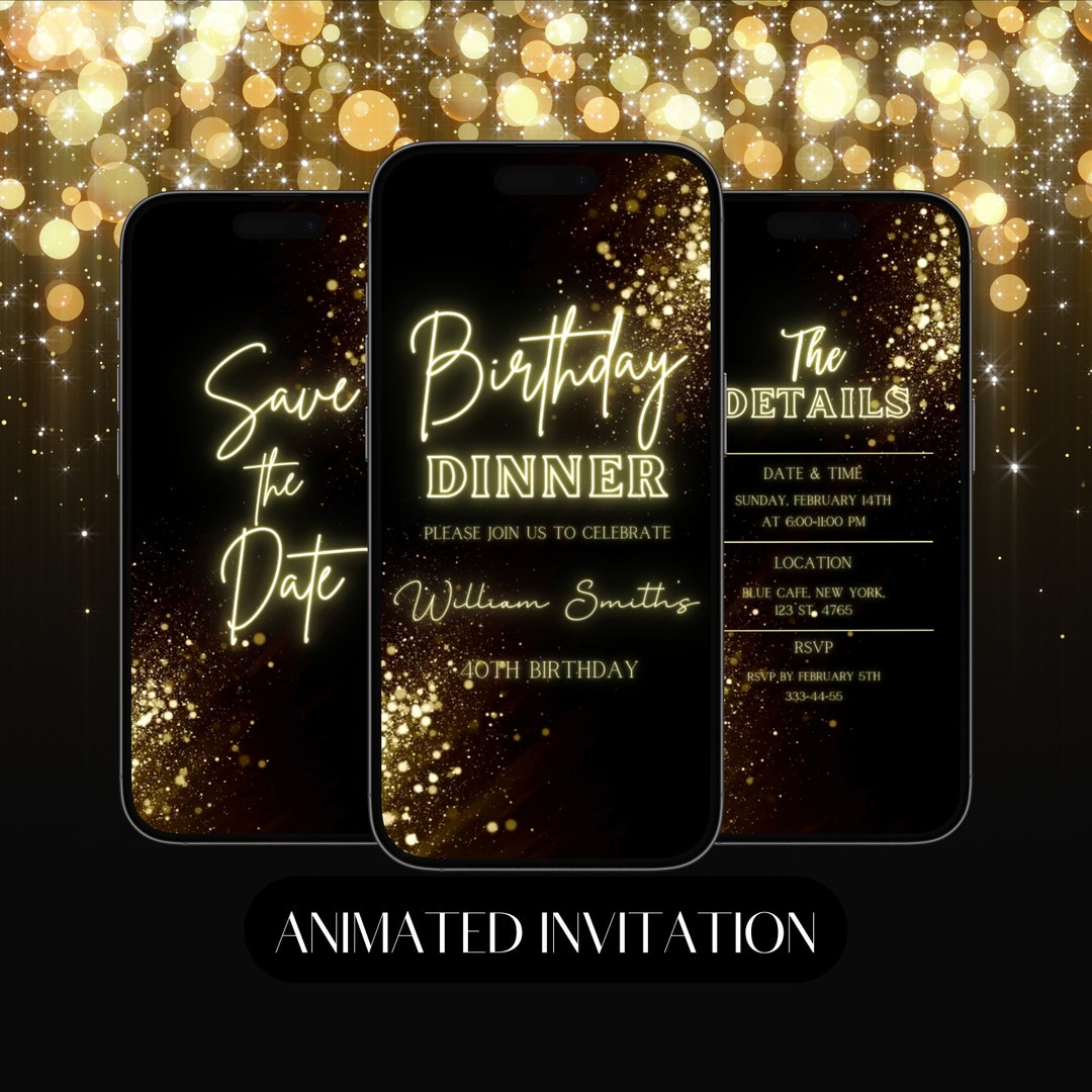 Gold Theme Dinner Party Invite - Perfect for a Birthday Celebration! - Etsy