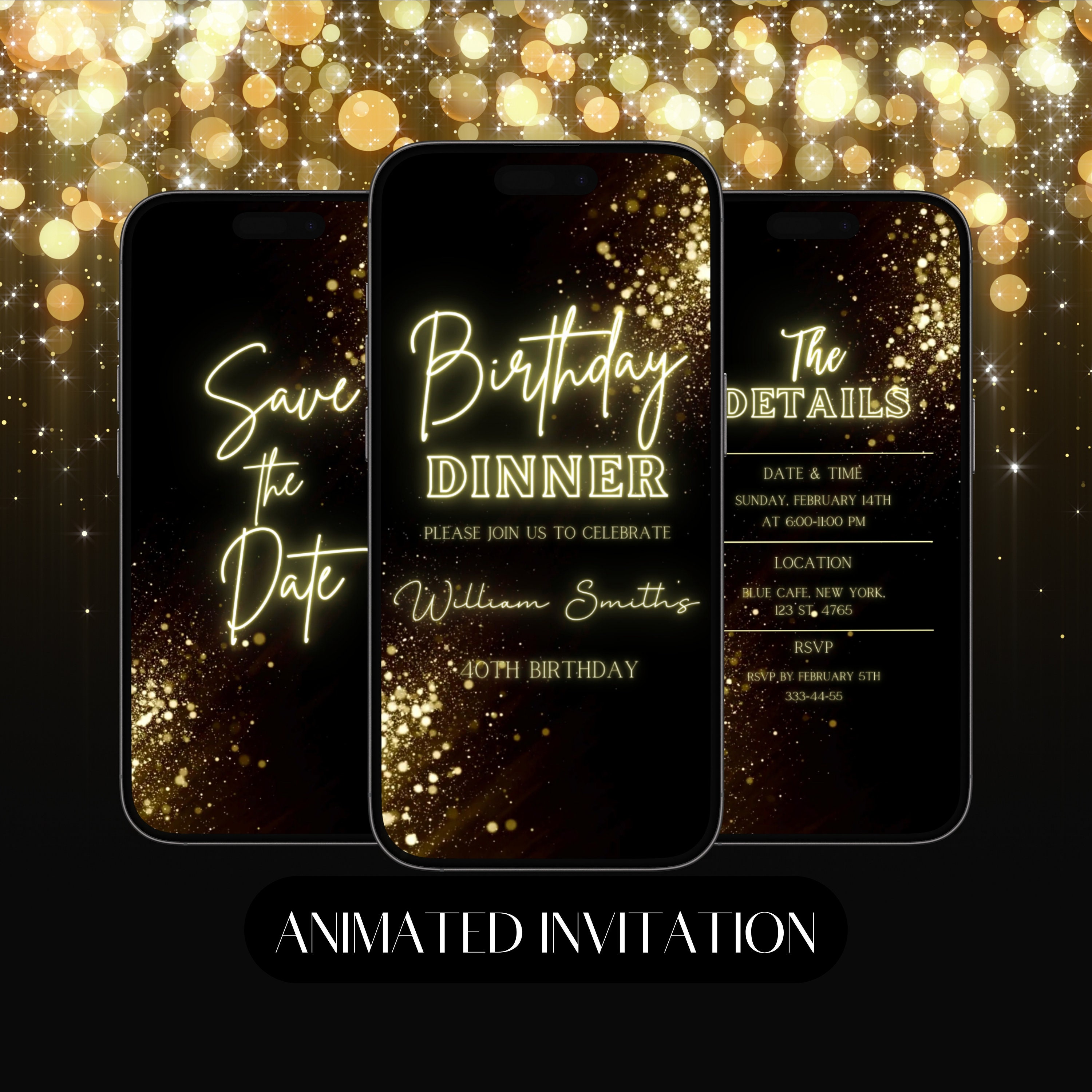 Gold Theme Dinner Party Invite - Perfect for a Birthday Celebration! - Etsy