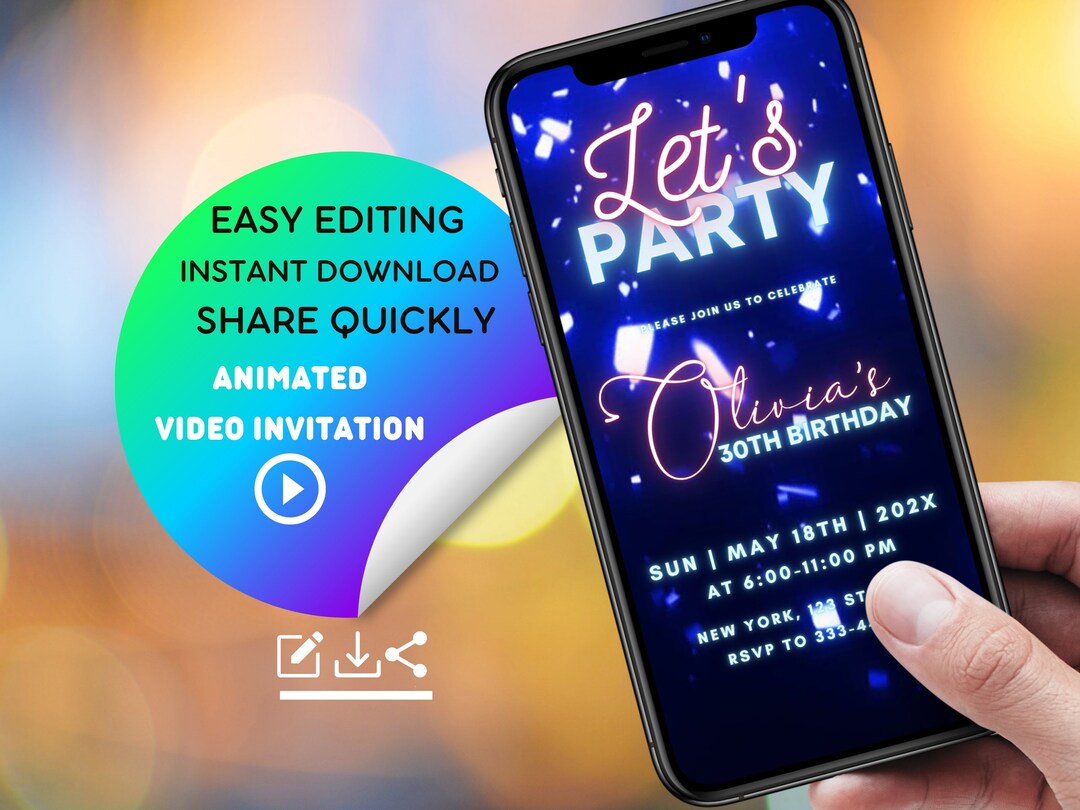 Digital Party Invites for Any Age: Colorful Animated and - Etsy