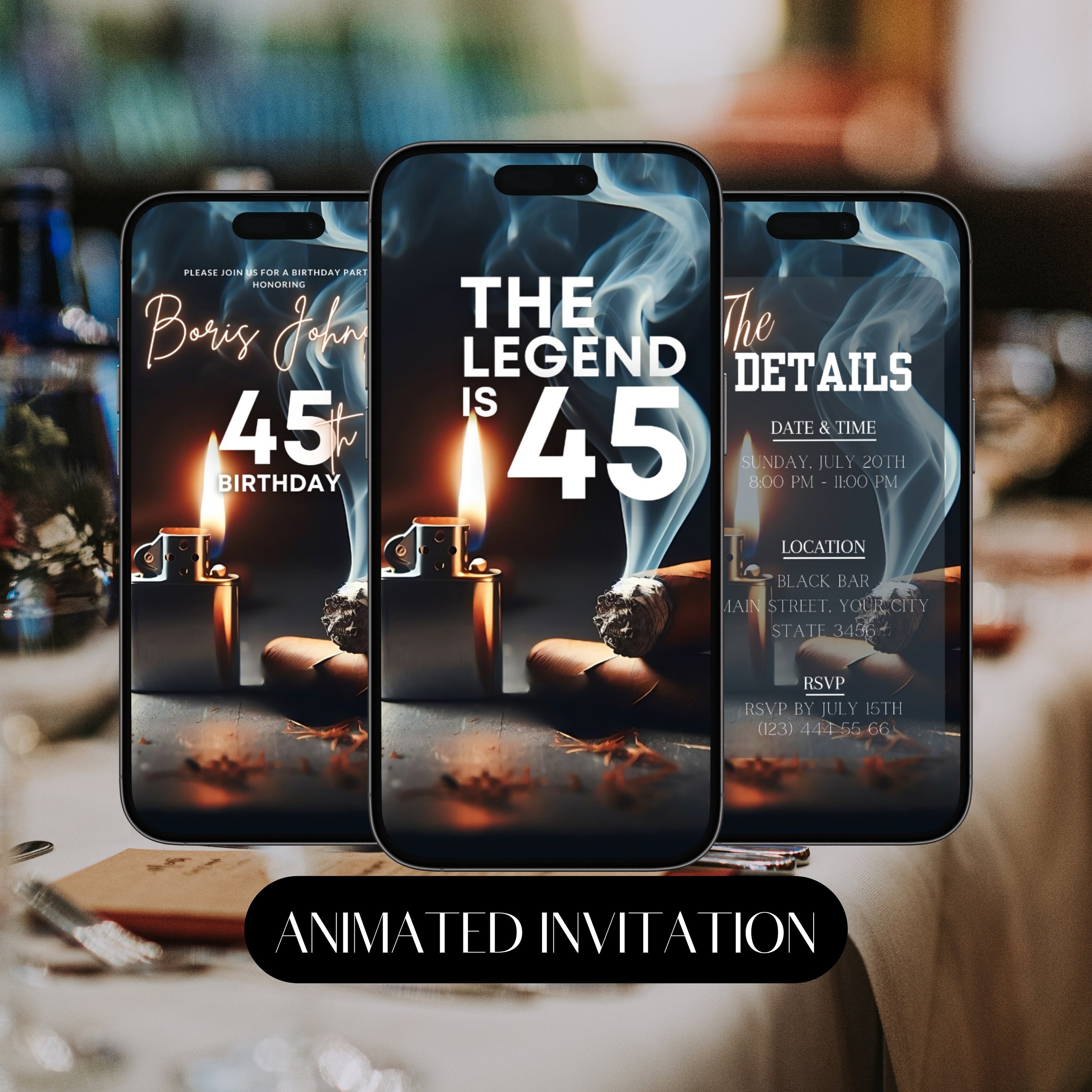 Legendary Birthday Bash: Cigars Themed Invitation for the Man, the Myth ...