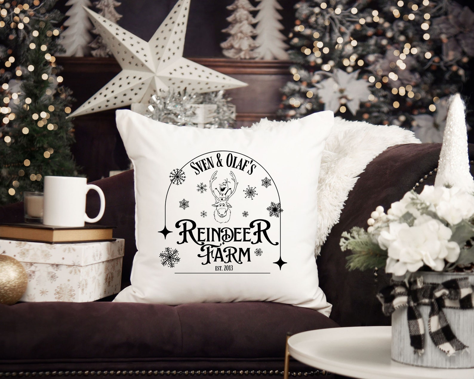 Sven and Olaf Reindeer Farm SVG – Frozen Christmas Design (digital ...